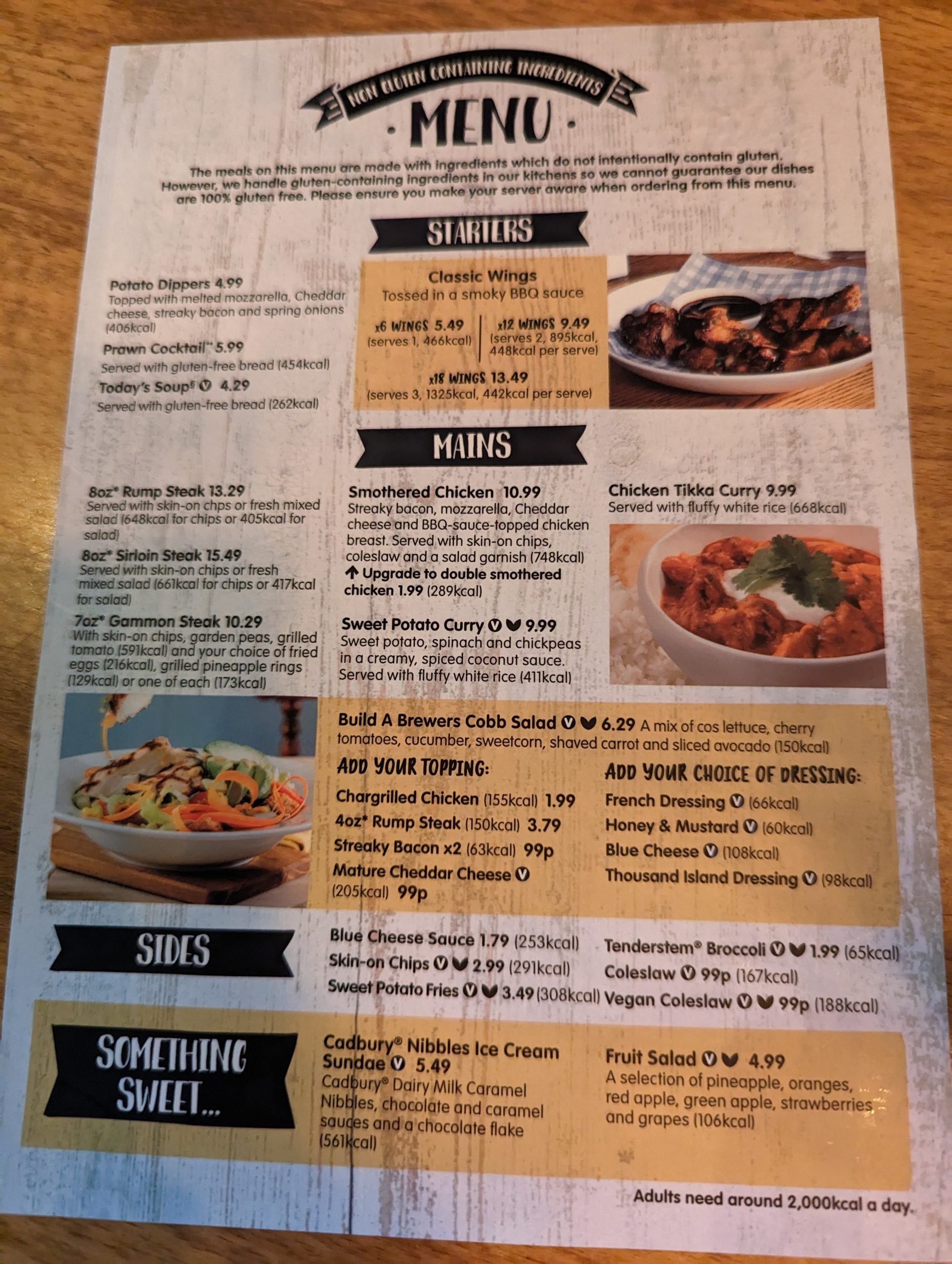 Gluten Free Menu @ Hungry Horse – Groan Up